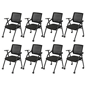 DUTTIETY Conference Room Chairs Stackable Foldable with Armrest and Mesh Bouncing Cushion for Office Meetings Conference Chair 8/6 pcs (8)