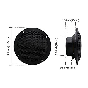 Herdio 4 Inches Waterproof Marine Ceiling Flush Wall Mount Speakers with 160 Watts Power, Handling for Kitchen Bathroom Boat Car Motorcycle Cloth Surround and Low Profile Design - 1 Pair (Black)