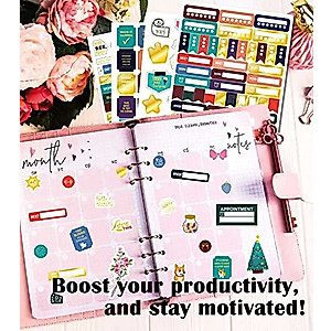 Deselen Happy Planner Stickers, Calendar Planner, Planner Stickers, Aesthetic Calendar Stickers for Teacher Planner, Teacher Stickers, Happy Planner Stickers, (Set of 12 Sheets 725 Stickers)