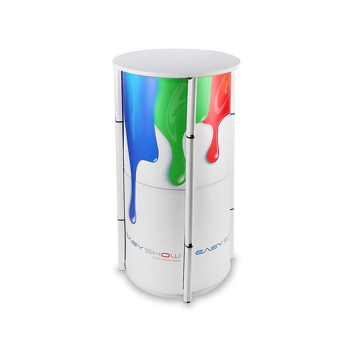 Portable Display Case 41.7" Round Portable Aluminum Spiral Tower Display Portable Trade Show Counter with Twist and Fold Design- Stand Only (White)