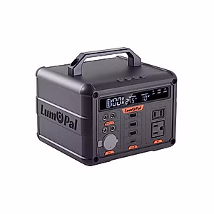 Portable Power Station 300W, Lumopal 298Wh Solar Generator IP63 Waterproof Super Quiet with PD 100W USB-C/ 120V AC Pure Sine Wave Outlet, Backup Lithium Battery for Camping Home Blackout (500W PEAK)