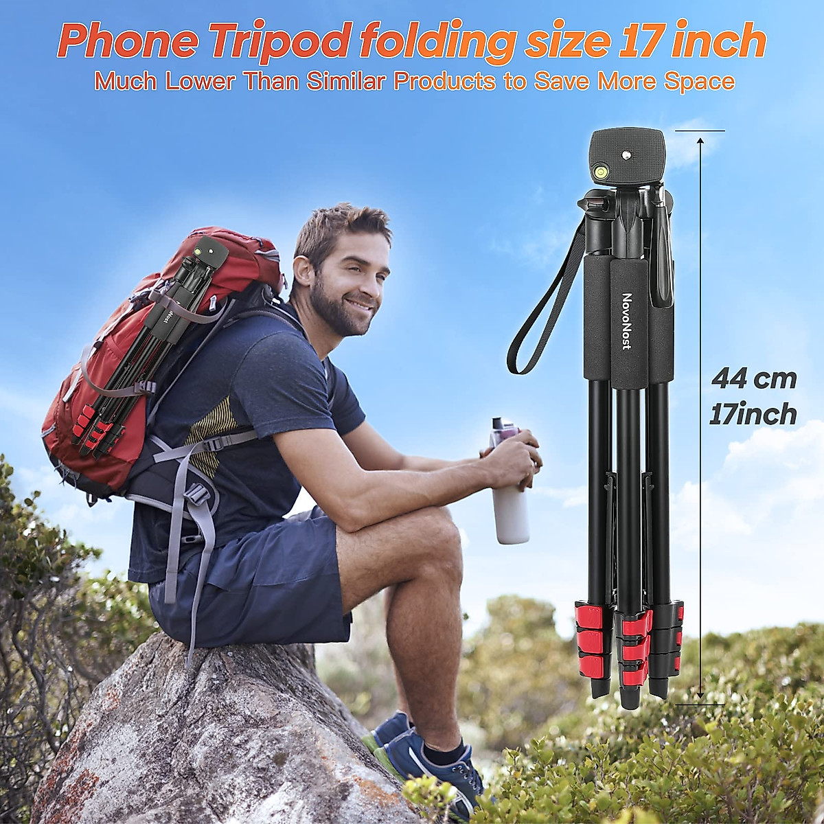 65” Phone Tripod, Tripod for iPhone, Cellphone Tripod with Remote Shutter & Phone Holder for Live Streaming & Video Recording, Compatible with iOS/Android/Camera (Included Carry Bag)
