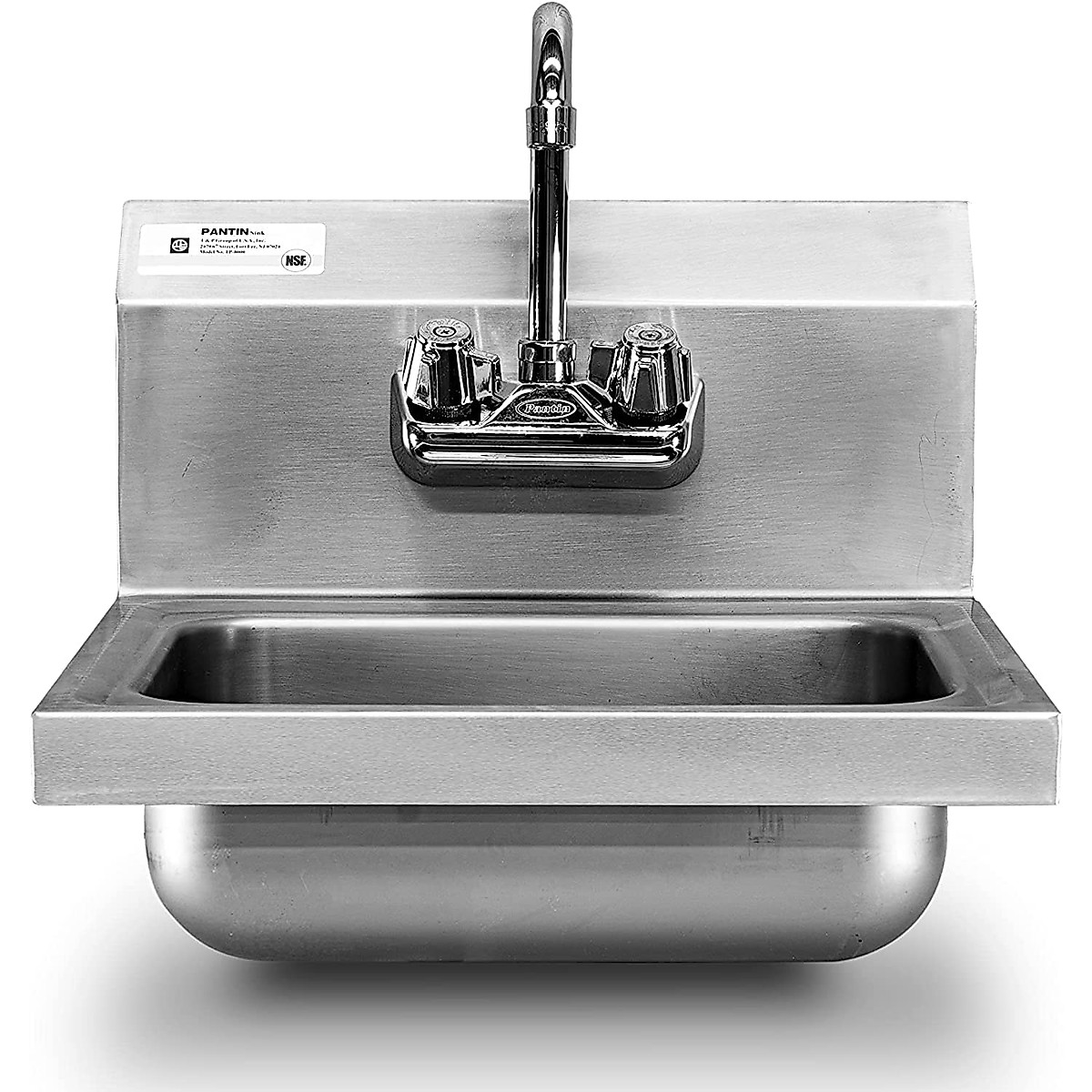17"L x 16"W Stainless Steel Commercial Wall Mounted Hand Sink with Gooseneck Faucet for Restaurant, Bar, Cafe, Salon & Spa, Home - 16 Gauge (NSF Listed)