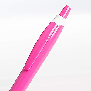 Simply Genius Pens in Bulk - 100 pack of Office Pens - Retractable Ballpoint Pens in Black Ink - Great for Schools, Notebooks, Journals & More (Pink)