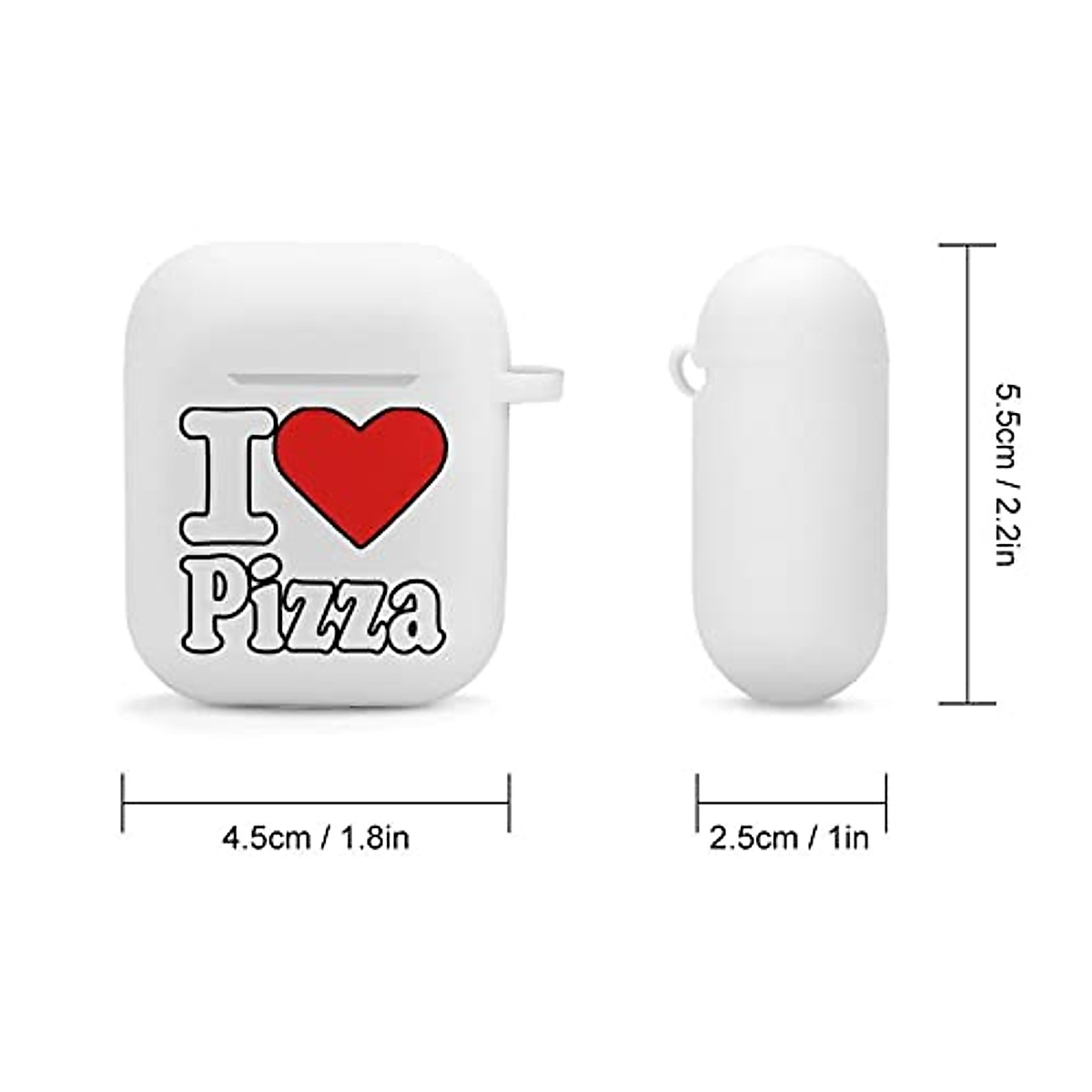 I Love Pizza Silicone AirPods Case Protective Cover Compatible with AirPods 2 & 1 with Keychain
