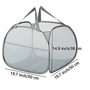 Kimmama Large Collapsible Mesh Laundry Basket,Foldable Pop Up Laundry Hamper with Side Pocket,Removable Clothes Storage Bin with Handle for Laundry Room,College Drom,Bathroom,Kid Room,Travel,95L