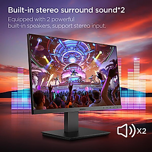 KOORUI 24 inch Computer Gaming Monitor FHD 1920 x 1080p, 100Hz PC Monitor Built-in Speakers, Adaptive Sync Compatible, Ultra-Slim Bezels, VESA Mountable, Adjustable Tilt, HDMI/VGA Ports