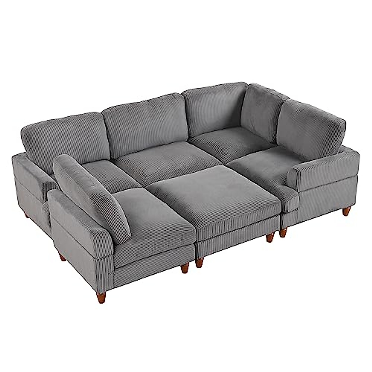 Free Combination Oversized Modular Sectional Sofa with Ottomans ,6 Seater Corduroy Upholstery L/U Shaped Reversible Corner Couch ,98" Sleeper Sofa&Couch Convertible Sofabed for Living Room Office