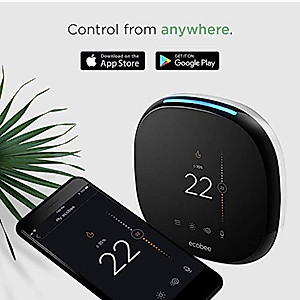 Ecobee4 Smart Wi-Fi Programmable Thermostat with Built-in Alexa Voice and Room Sensor Included, Black (Non-Retail Packaging)