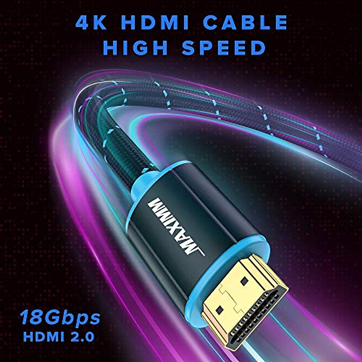 HDMI Cable 4K Ultra HD 1 Foot (5 Pack) Nylon Braided HDMI 2.0 Cable, High Speed 18Gbps 4K60Hz HDR, 3D, 2160p, 1080p, HDCP 2.2, ARC, HDMI Cables for Monitors, HDTV