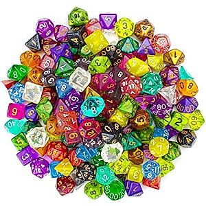 Wiz Dice DND Dice Set - 420 Pieces Total (60 Sets of 7 Dice in Unique Colors) & Storage D&D Dice Bag-Polyhedral Role Playing Dice - Perfect DND Accessories for TTRPG Dice Games - Set of 3 Bags