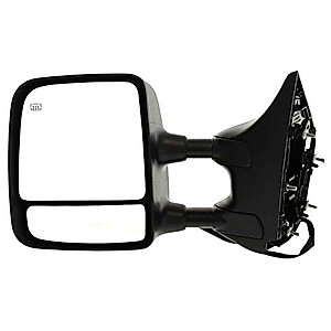 AutoShack KAPNI1320203 Driver Towing Mirror Power Black Textured Heated Manual Folding Replacement for 2006 2007 2008 2009 2010 2011 2012 2013 2014 2015 Nissan Titan 5.6L V8 4WD RWD