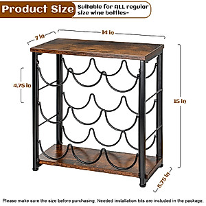 Brightever Wine Rack Countertop, Wood Wine Storage Cabinet Shelf, 3-Tier 9-Bottle Black Tabletop Wine Bottle Holder, Freestanding Wine Bottles Organizer, Wine Rack for Home Kitchen Pantry Bar