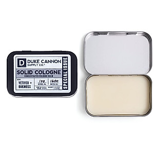 Duke Cannon Supply Co. Solid Cologne for Men Special Issue Vetiver and Oakmoss (Fresh Air, Sandalwood) - Concentrated Balm, Travel-Friendly Tin, 1.5 oz