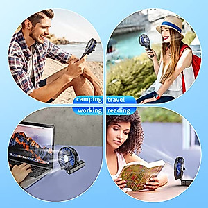 HandFan Portable Handheld Fan, Mini Personal Fan, Battery Operated Cooling Rechargeable Fan, 180° Foldable Small Hand Fan, USB Powered, for Home, Office, Outdoor, Hiking, Travel, Stroller