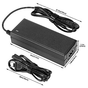42V 2A Charger with 5.5mm Single Prong DC Plug and 8mm Triple Prong Connector, Two Plugs, Universal Replacement of 36V Lithium Battery