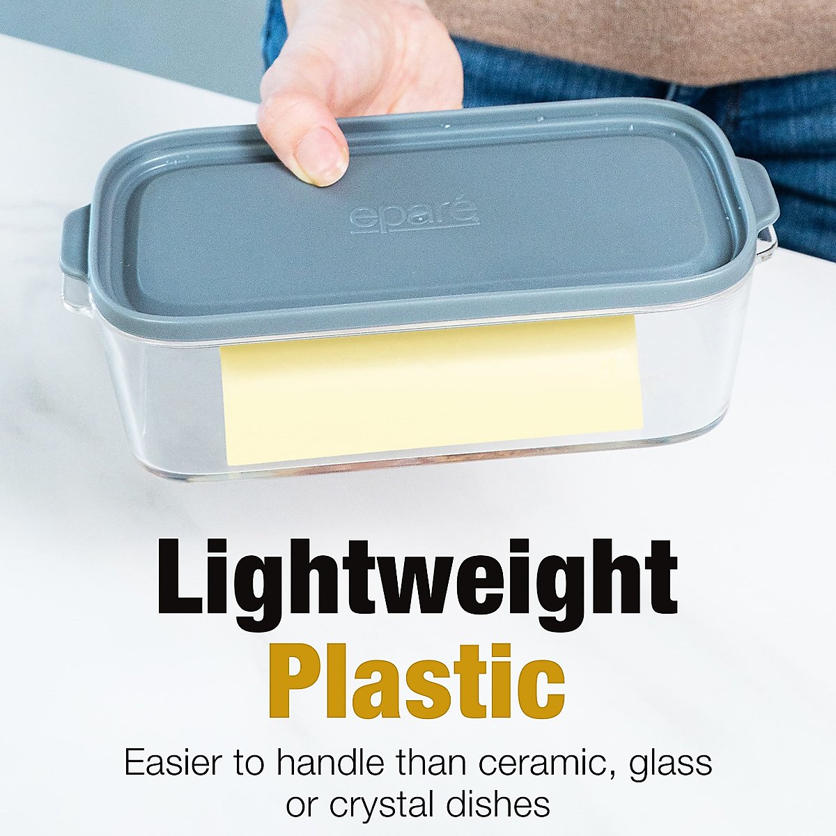Eparé Large Butter Dish With Lid For Countertop - BPA-Free Butter Keeper - Counter Dishes For Soft Butter Storage - Covered Butter Dish With Lid - Tray Container For Soft Butter