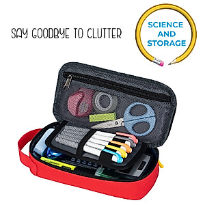 ECHSRT Large Insulated Lunch Tote Bag 10L Lunchbox Large Pencil Case Durable Pen Pouch with Handle 2pack Black & Red