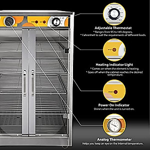 Festa Essential 5-Shelf Electric Commercial Hot Box Food Warmer for Pizza/Pretzel, Countertop Heated Holding Cabinet, Warming Oven for Catering, w/Thermometer and Adjustable Thermostat - 120V, 600W