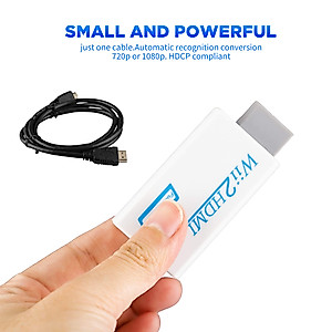 Wii to HDMI Converter Adapter 1080P for Full HD Device with 3,5mm Audio Jack&HDMI Output Compatible with Nintendo Wii, Wii U, HDTV, Monitor-Supports All Wii Display Modes 720P（ HDMI Cable Included）