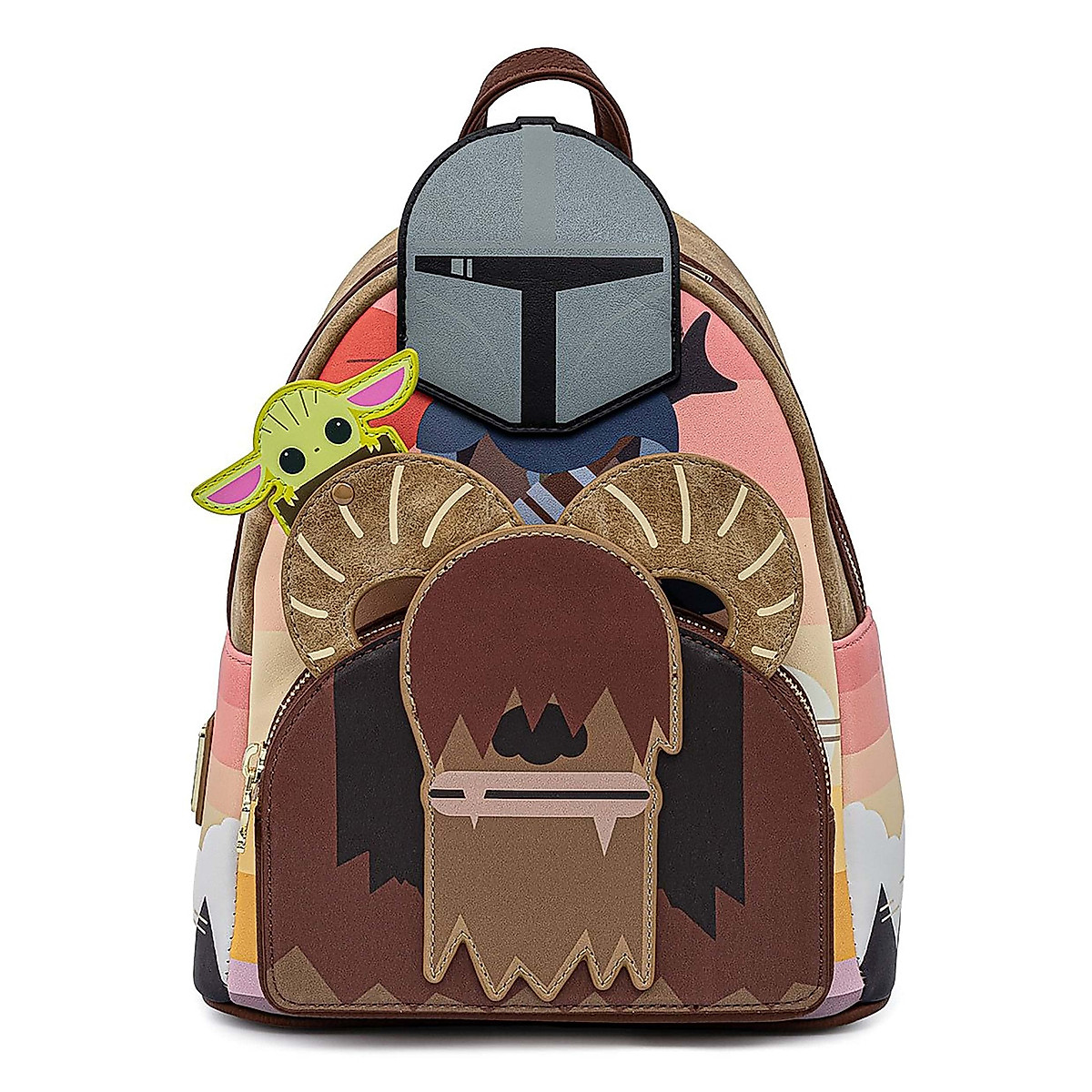 Loungefly Star Wars The Mandalorian Bantha Ride Mando and Baby Yoda Womens Double Strap Shoulder Bag Purse