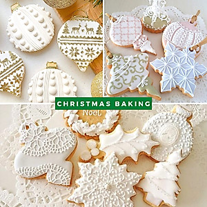 KAISHANE Christmas Cookie Cutters - 5 Pieces -Christmas Ornament,Light bulb,Round Cookie Cutters