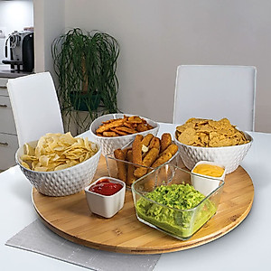 Bamboo Lazy Susan Spinning Turntable for Kitchen Storage and Table (21 inch)