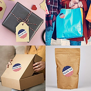 YINHEXI American Flag Thank You Stickers, 500 Labels Per Roll for Small Business Packaging, Seal Stickers (Style-A, 1.5 inch)