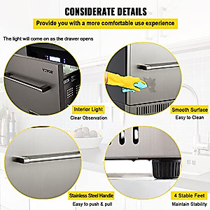 vevor 24" Undercounter Built-in Refrigerator, 5.12 Cu.ft. Double Drawer Indoor/Outdoor Beverage Fridge with Embraco compressor,32-50°F Cooling Range, Ventilated Cooling for Home and Commercial Use