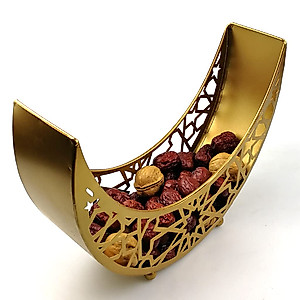 Ramadan Decoration Ramadan Trays, Moon Star Ramadan Decor Metal Dinner Plate Tray Eid Mubarak Plates Food Storage Containers Plate for Eid and Eid Al-adha Ramadan Activity Party Favor