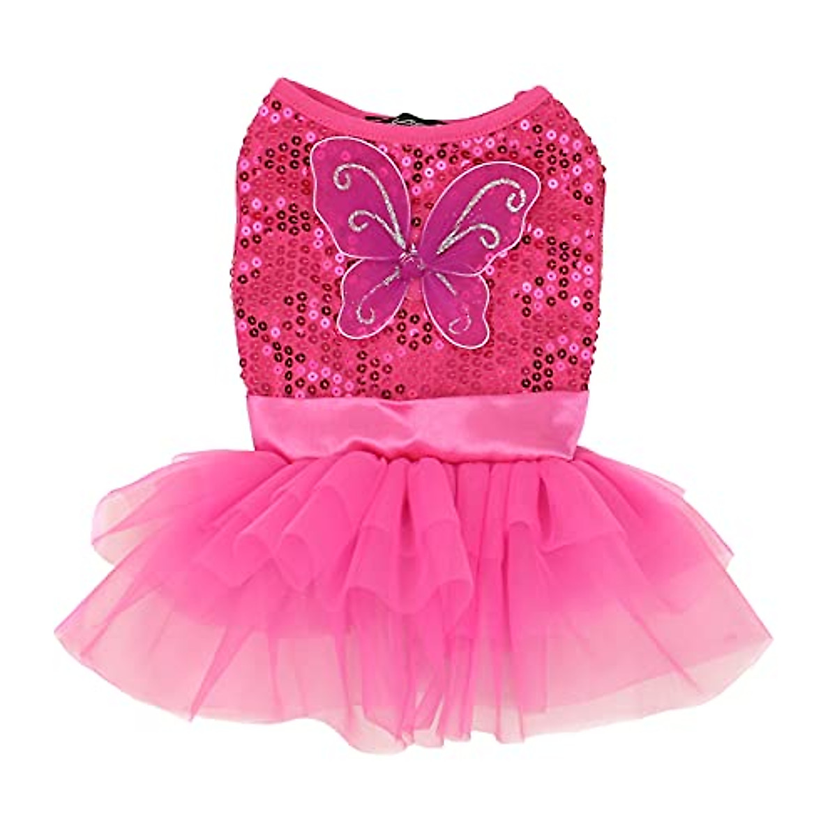 Pawpatu Hot Pink Sequin Butterfly Costume Dress for Dogs