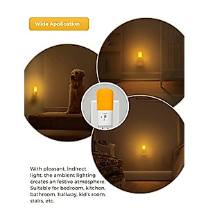 LOHAS Amber Night Light, Dimmable Plug in LED, Yellow Night Light with Dusk to Dawn Sensor, Kids Night Lights for Bedroom, 5-80LM Sleep Aid No Blue Light for Nursery, Hallway, Kitchen, Stairway, 2Pack