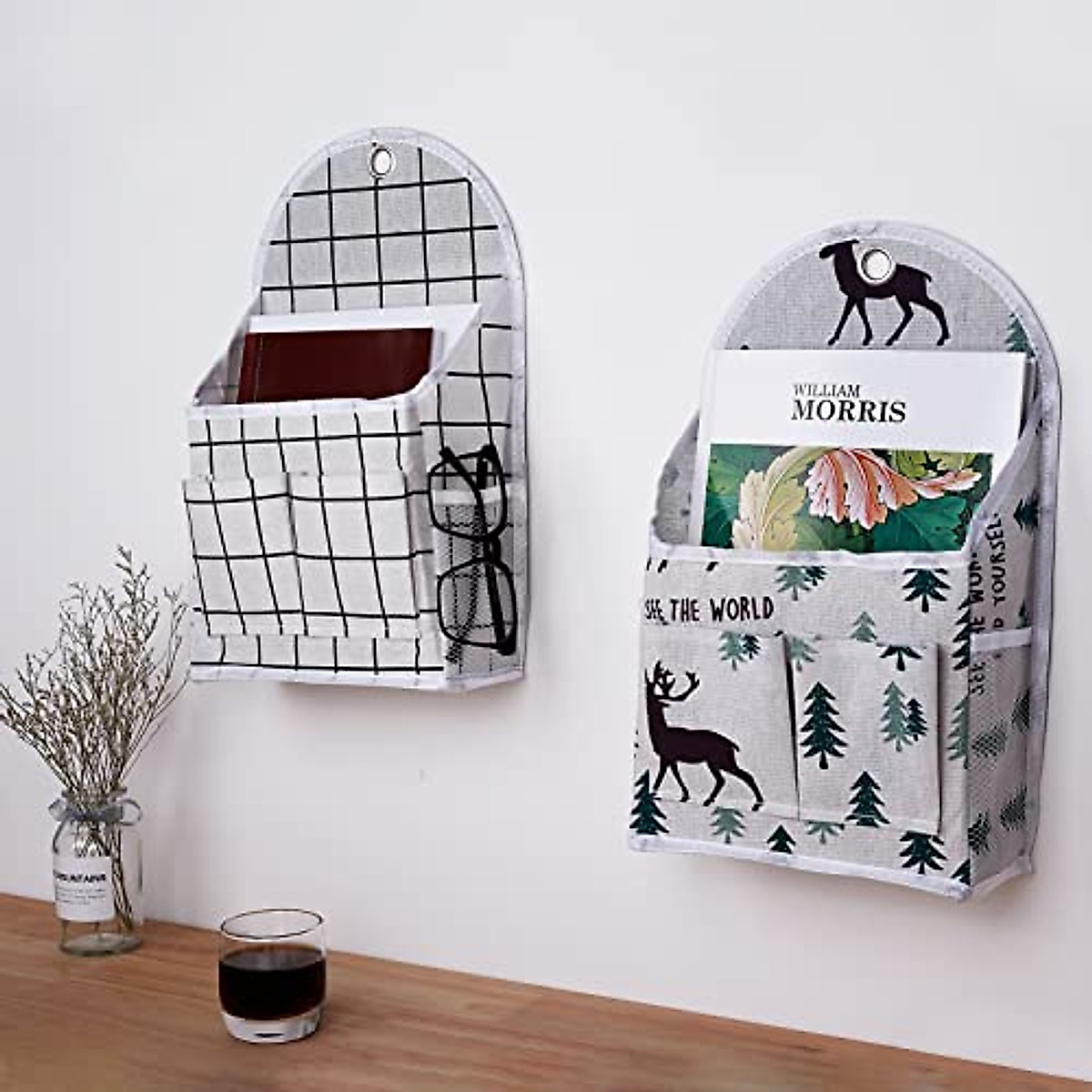 ZiMWoo 2 Packs Wall Hanging Storage Bag with Sticky Hook, Hanging Wall Basket Organizer for Bedroom Kitchen Dormitory, Waterproof Hanging Storage Organizer for Bathroom,Hanging Closet Basket