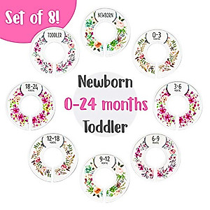 Baby Closet Dividers (Floral) by Eli with Love – Set of 8 Baby Closet Size Dividers for Girls – Ideal Baby Clothes Dividers for Closet – Helps Organize Nursery Closet Hangers by Size/Age