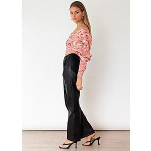 ZAFUL Women's V Neck Crop Knitted Sweater Long Sleeve Color Block Ribbed Jumper Space Dye Pullover