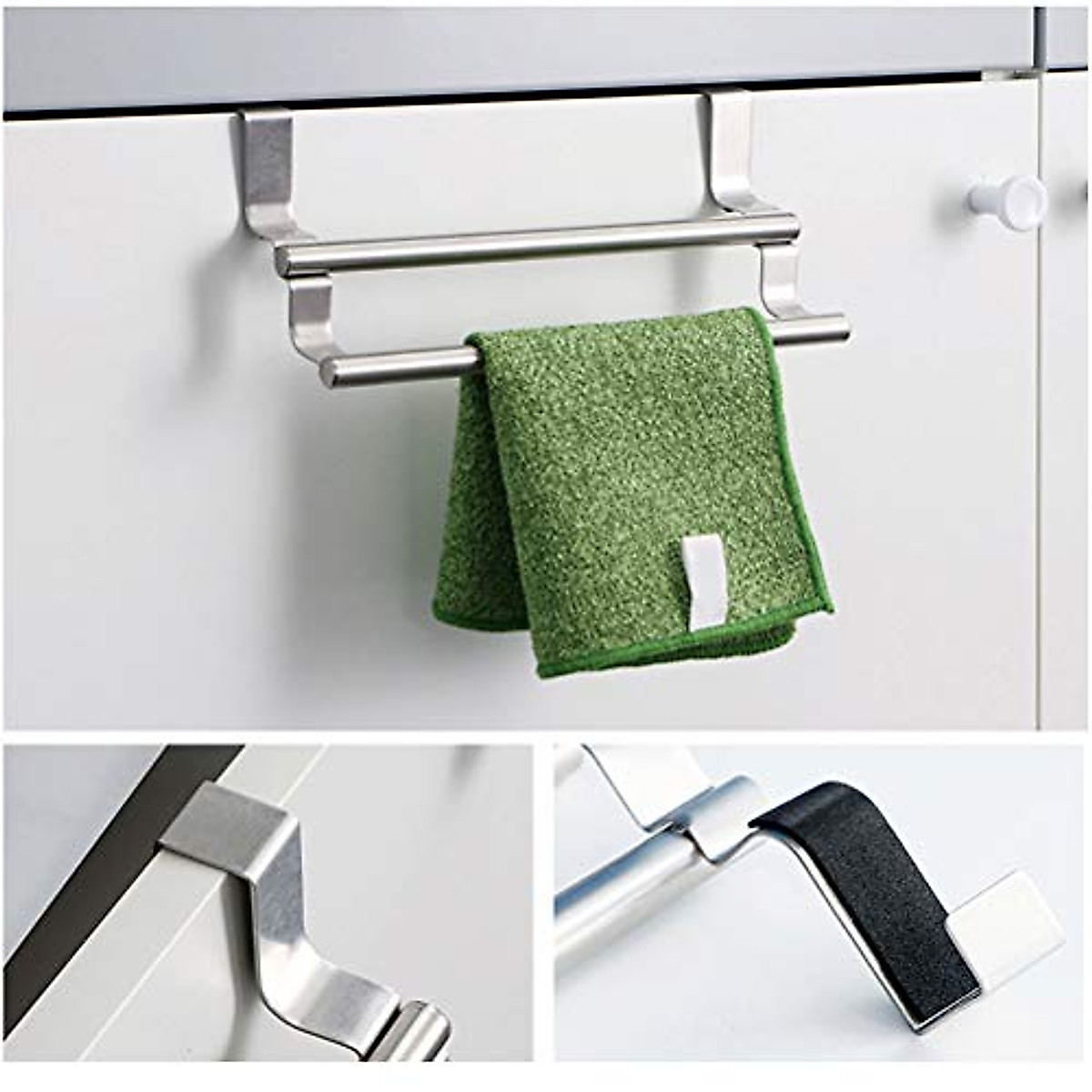DOITOOL Towel Racks, Bathroom Double Towel Bar Stainless Steel Over The Door Towel Bar Brushed Towel Hanger Over Cabinet Kitchen Dish Towel Bar Rack