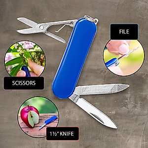 MAXAM Multi-Function Army Knife - Blue Mini Multi-Tool, Pocket Knife with Scissors