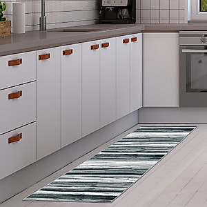 TUOJINRUIDA Abstract Runner Rug Carpet for Hallway with Non Slip PVC Dot Backing 2' x 12' (60 x 360 cm) Anti Skid Laundry Runner Rug Mat for Kitchen Entryway Living Room