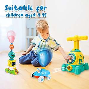 PZJDSR Rocket Balloons Car with Pump Balloon Launcher Car Toy Set Balloon Powered Cars with Manual Pump Toy Gift Balloon car Preschool Science Toys Suitable for Boys and Girls 3+ Years（Yellow+Green）