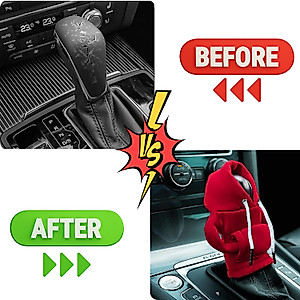 BACHTUTAI Gear Shift Hoodie, Hoodie Car Gear Shift Cover, Shifter Hoodie, Car Shifter Stick Protector Decoration. Car Novelty Decoration Gift for Family (Red).