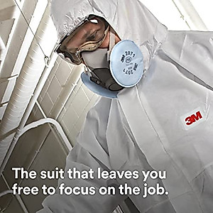 3M Protective Disposable Coveralls, Bulk Pack of 25 White Coveralls, Hooded with Elastic Cuff, Two-way Zipper, Antistatic Protection, XL, 4510-BLK-XL