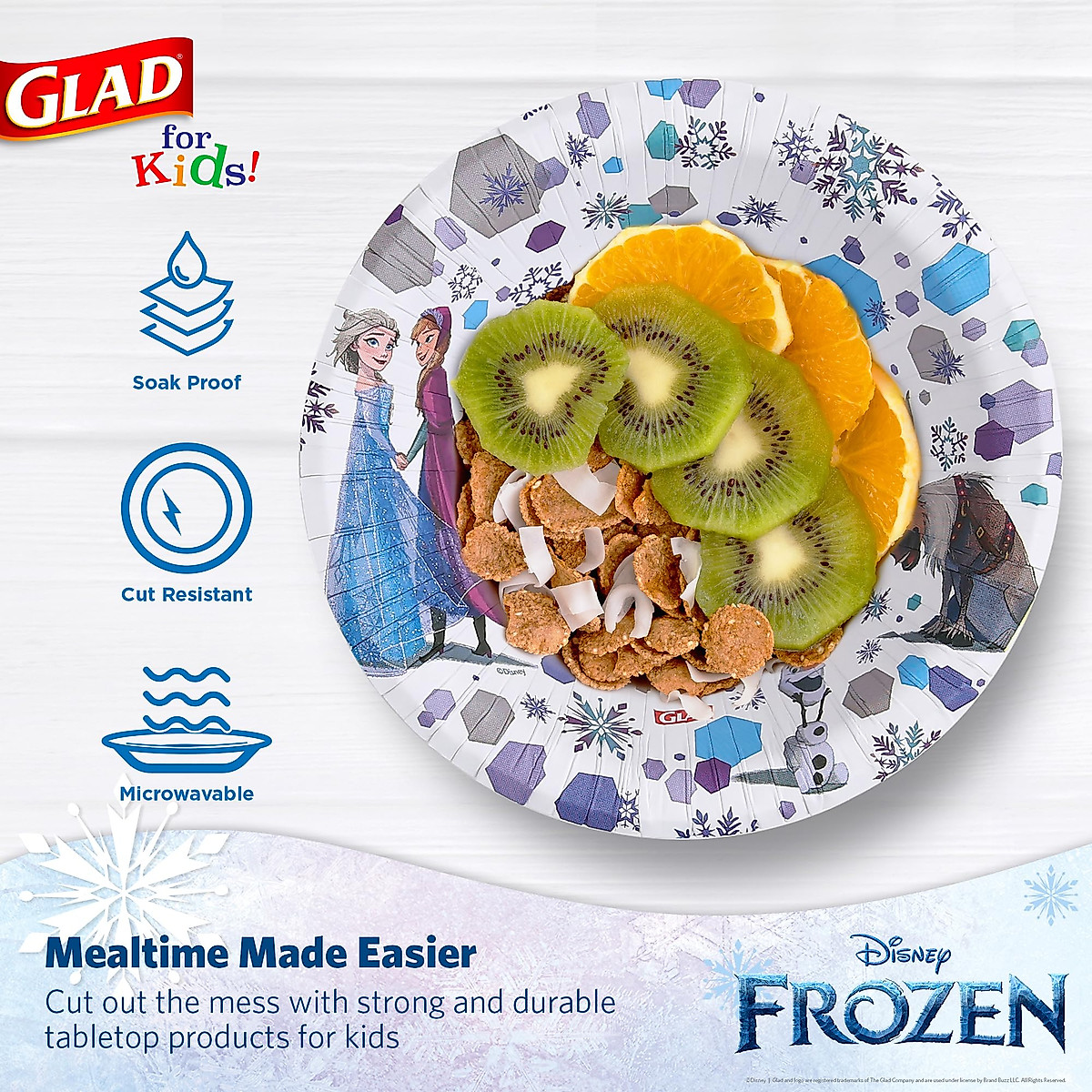 Glad for Kids Disney Frozen 12oz Paper Bowls| Disney Anna and Elsa Paper Bowls, Kids Bowls| Kid-Friendly Paper Bowls for Everyday Use, 12oz Paper Bowls 40 Ct