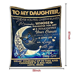 WOLMAZEN to My Daughter Blanket from Mom, Butterfly Blanket to My Daughter Blanket Gifts forBirthday Anniversary Christmas Wedding Graduation Gifts