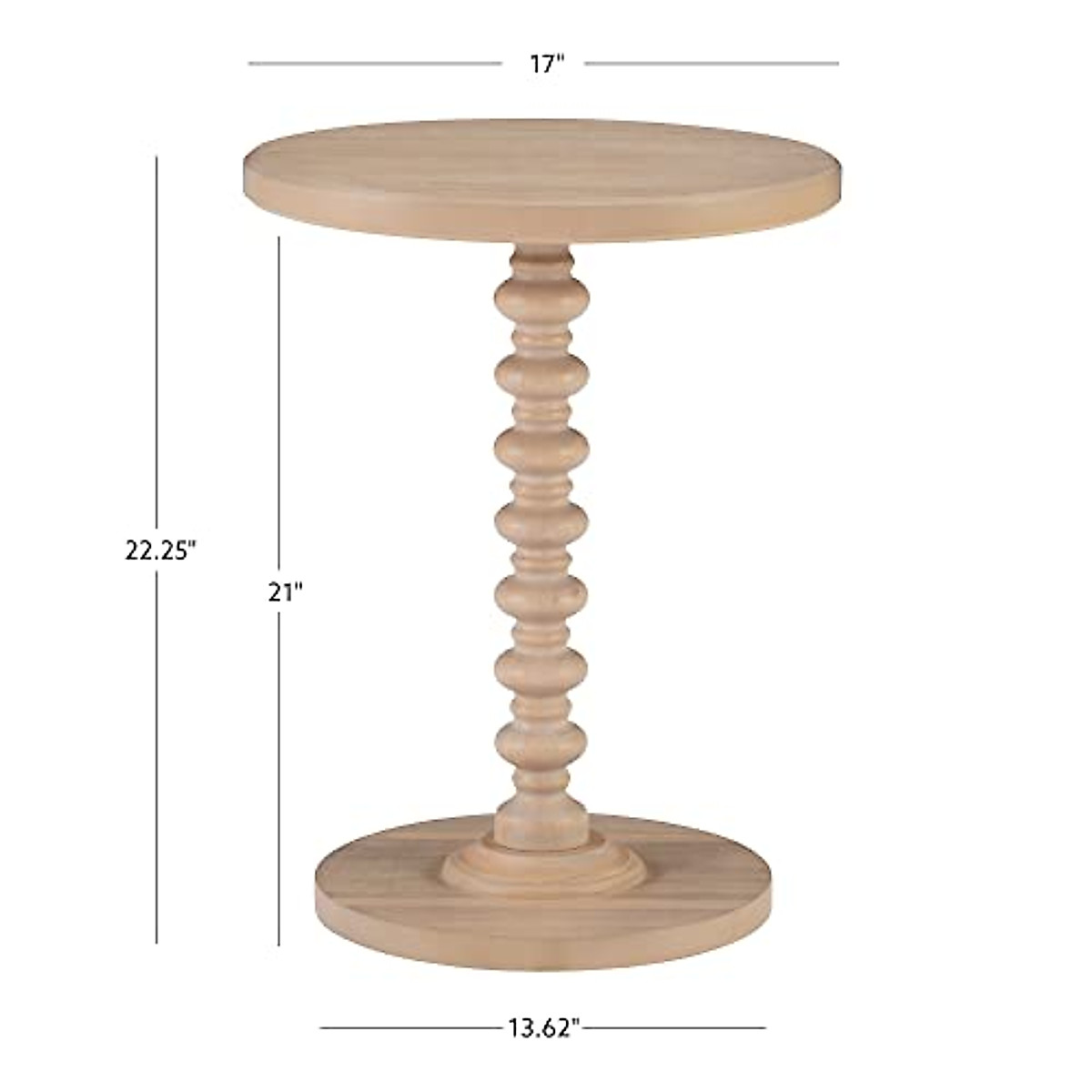 Powell Natural Tarkin Round Wood Turned Spindle Pedestal Side Accent Table