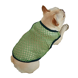 2-Pack with Headband, Mesh Dog Shirt for Pet Clothes Puppy T-Shirts Cat Tee Breathable Stretchy-Puppy Soft Breathable Mesh T-Shirts (M,Green)