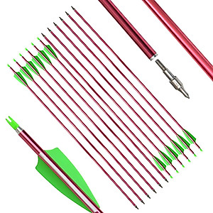 SHARROW 12pcs Archery 32 Inch Aluminum Arrows Spine 500 for Compound Recurve Bow