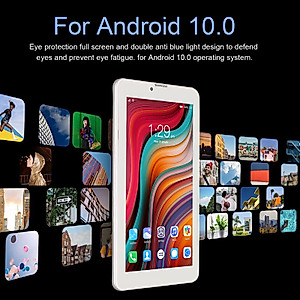 Kids Tablet, 7in Tablet White 100‑240V for Android 10 for Study (US Plug)