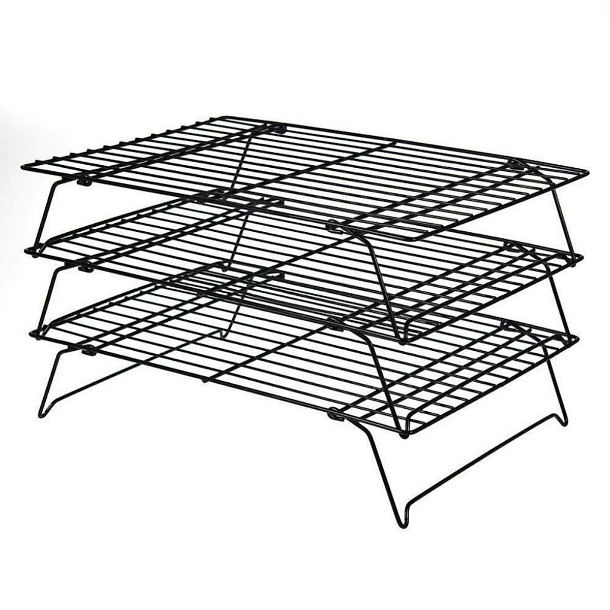 Shellkingdom Cooling Racks, Stainless Steel Non-Stick Baking Racks And Oven Safe Wire Cool Racks for Cookies, Cakes and Baking,3-Tier,Foldable