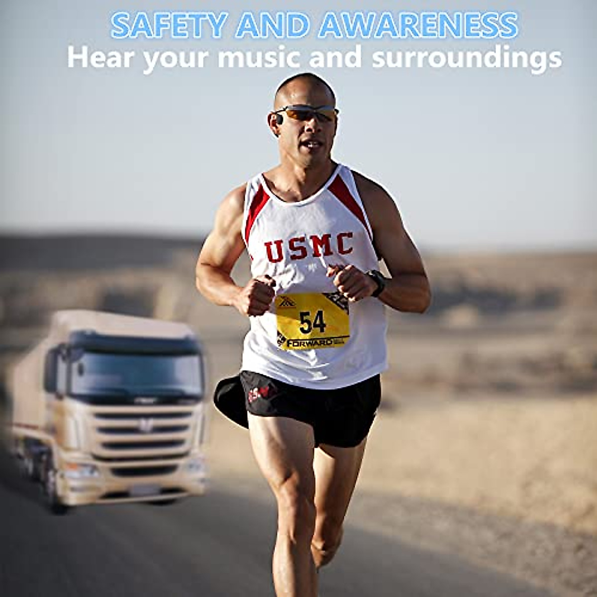 Ralyin Bone Conduction Headphones, MP3 Player Bluetooth Headphones, Built in 8G Memory/Mic, Sport Earphones Sweatproof for Working Running Driving (Black)