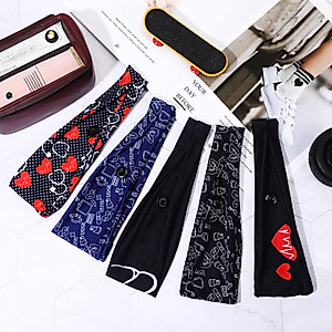 Willbond 5 Pieces Nurse Headbands with Buttons for Mask Nurses Wide Turban Non Slip Elastic Ear Protection for Women Men Doctors Sweatband for Spa Yoga Sports Workout (Multiple Pattern Style)